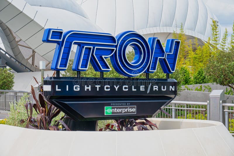 Sign for Tron Ride at the Magic Kingdom Editorial Stock Photo - Image ...