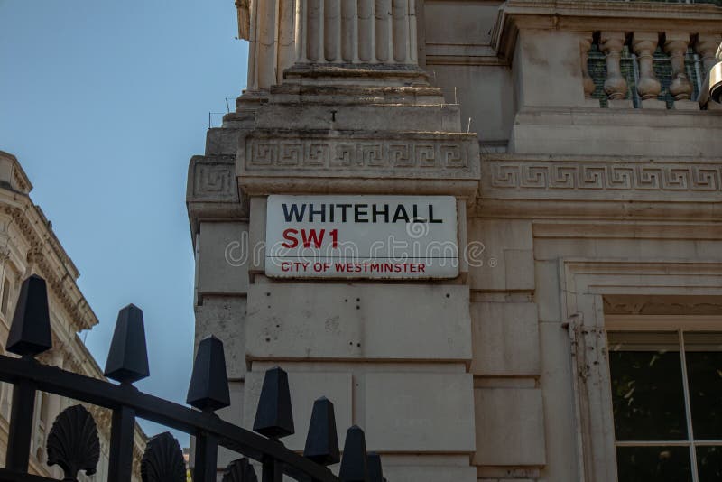 Sign of an Underground Whitehall SW1 on the Building Editorial Stock ...