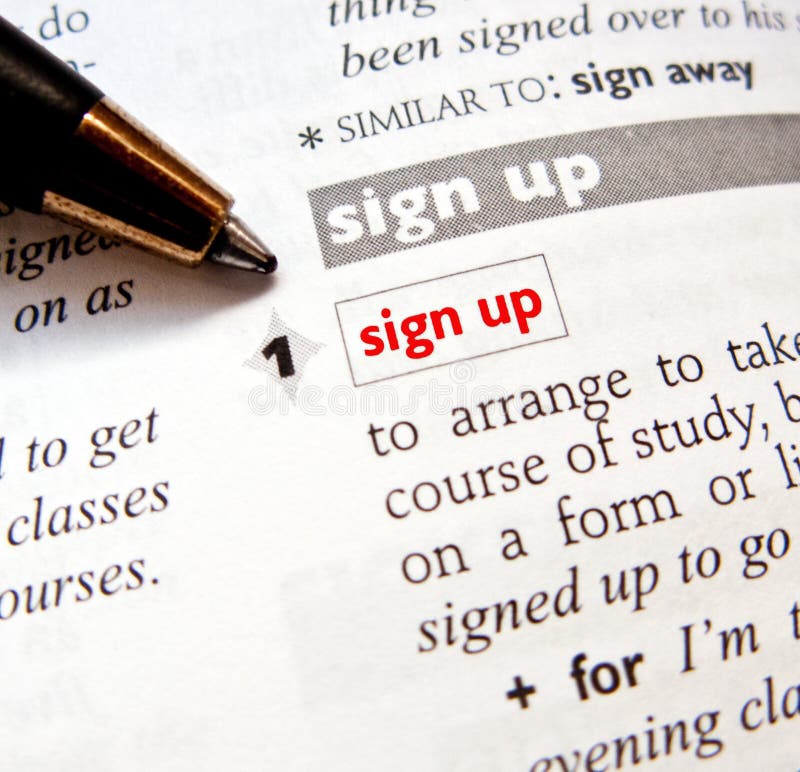 Sign up stock image. Image of signup, metaphor, verb - 21502341