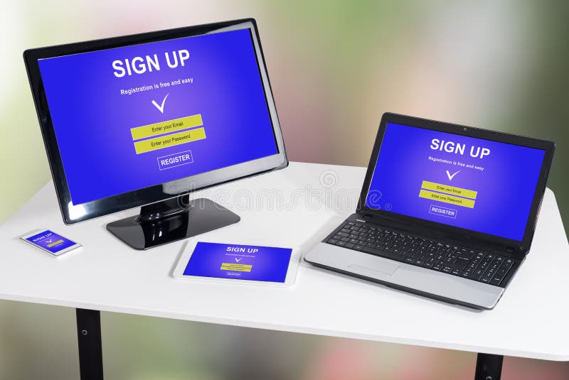 Sign Up Concept on Different Devices Stock Image - Image of ...