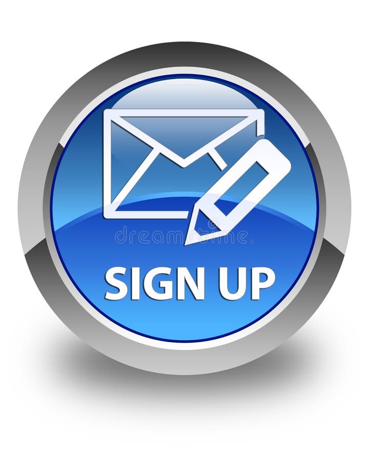 Sign Up (edit Mail Icon) Glossy Blue Round Button Stock Illustration ...