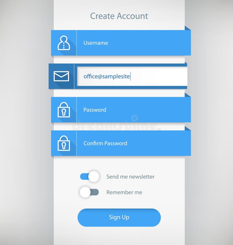 Sign Up Form stock vector. Illustration of metal, interface - 61745535