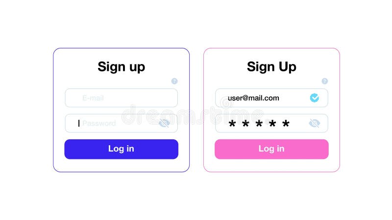 Sign Up Form. User Interface with Fields for Entering Personal Data and Password, Modern Web ...