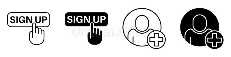 Sign Up Icons Versions Set in Black Flat and Line Style Stock Vector ...