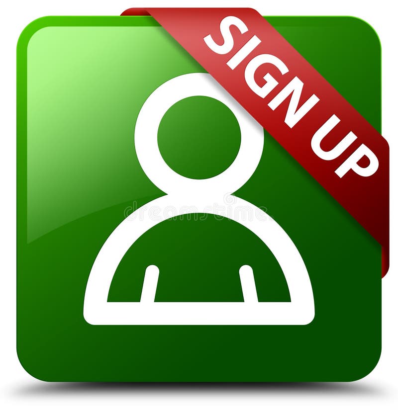 Sign Up Member Icon Green Square Button Stock Illustration ...