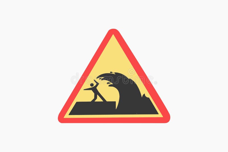 Danger of large waves sign stock illustration. Illustration of danger ...