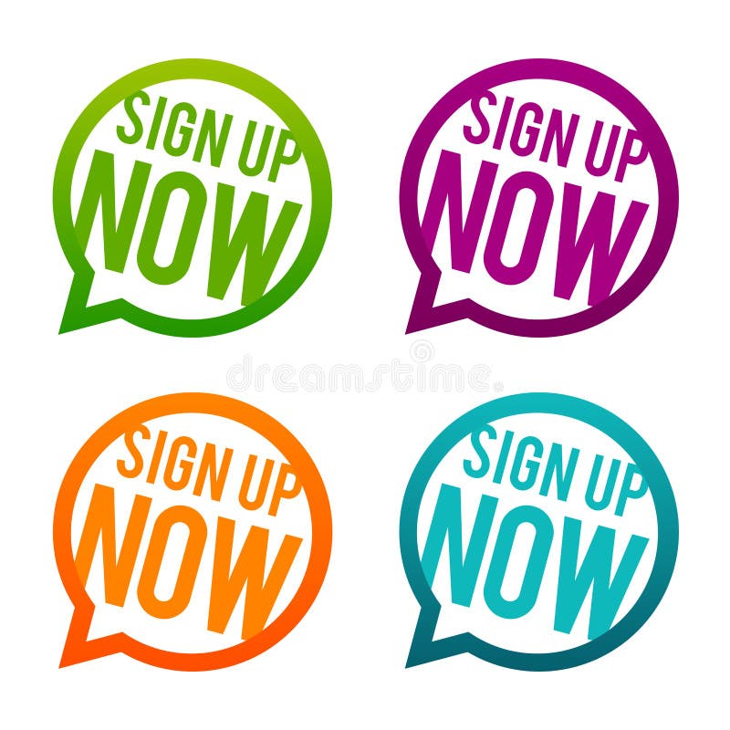 Sign Up Now Round Buttons on White Background Stock Illustration ...