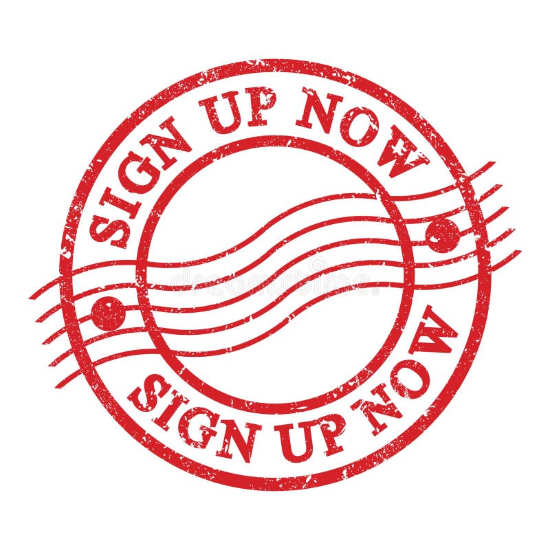 SIGN UP NOW, Text Written on Red Postal Stamp Stock Illustration ...