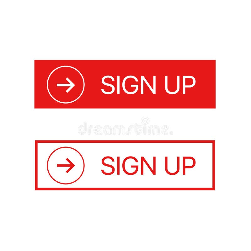 Sign Up Red and White Buttons Vector Illustration for Web Stock Vector ...