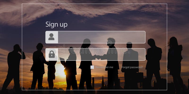 Sign Up Registration Password Privacy Security Concept Stock Photo ...