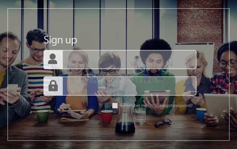 Sign Up Registration Password Privacy Security Concept Stock Image ...