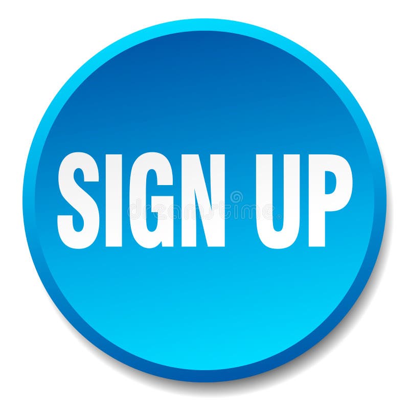 Sign Up Glossy Blue Button. Round Sticker. Stock Illustration ...