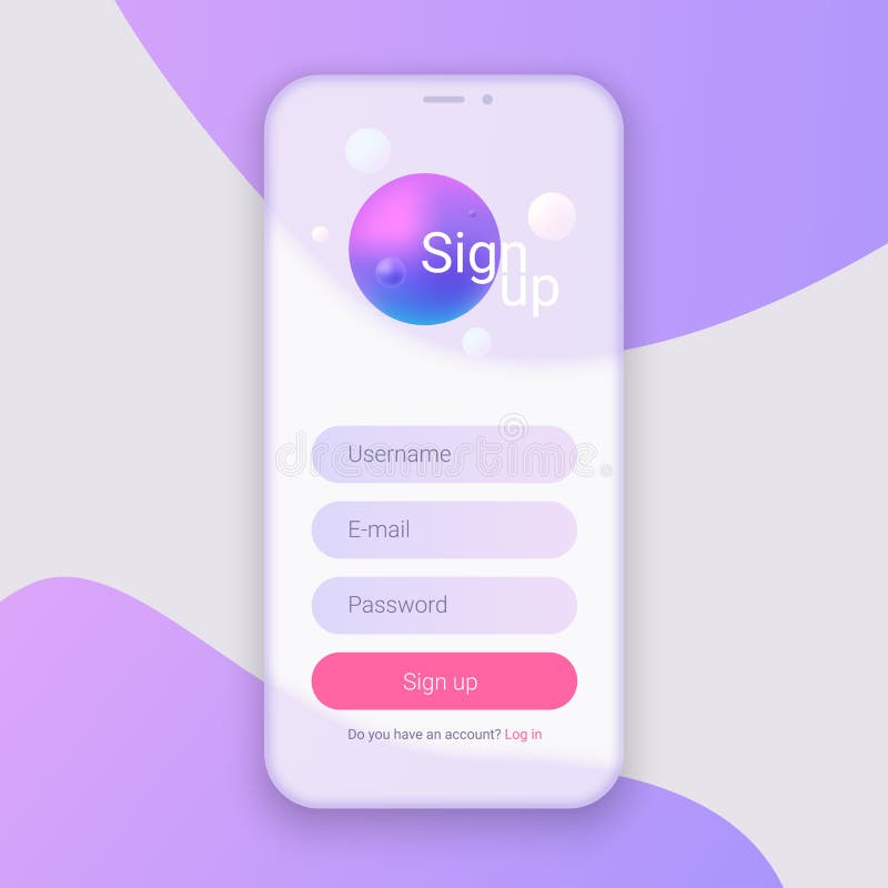 Sign Up Screen. Clean Mobile UI Design Concept. Application with ... Sign Up Screen. Clean Mobile UI Design Concept. Application with ...