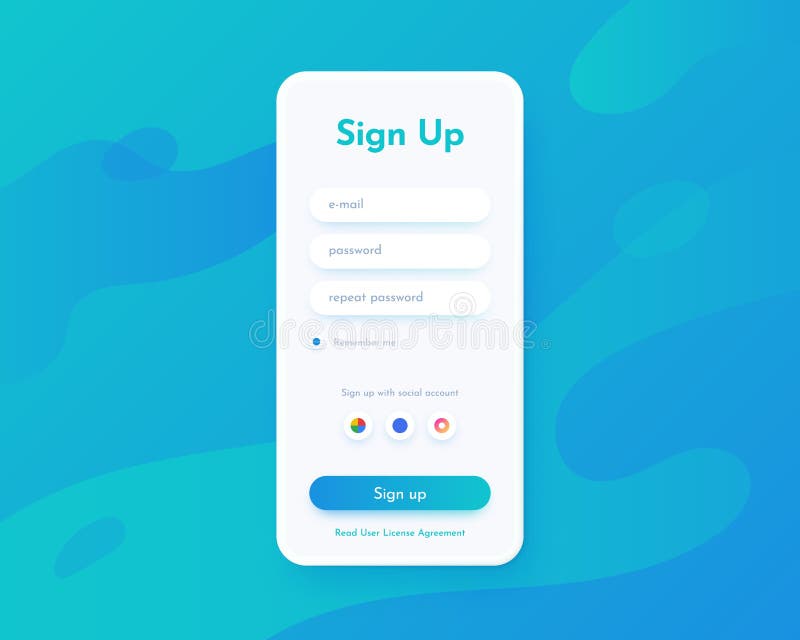 Sign Up Screen. Mobile App UI for Registration with Login and Password ... Sign Up Screen. Mobile App UI for Registration with Login and Password ...