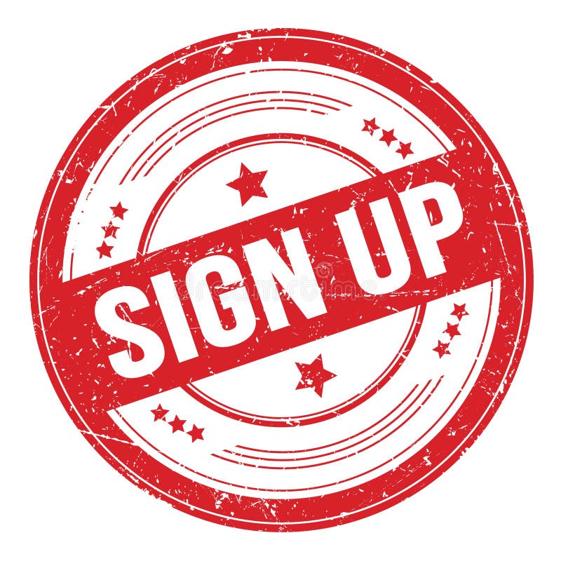 SIGN UP Text on Red Round Grungy Stamp Stock Illustration ...