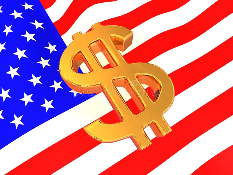 Sign of USD on American Flag Stock Illustration - Illustration of ...