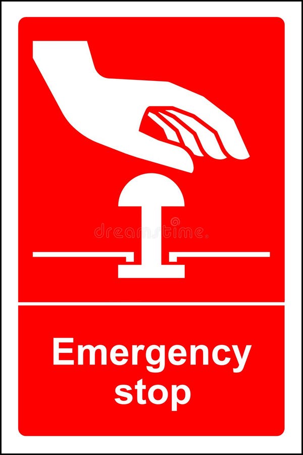 Emergency stop button sign stock illustration. Illustration of button ...