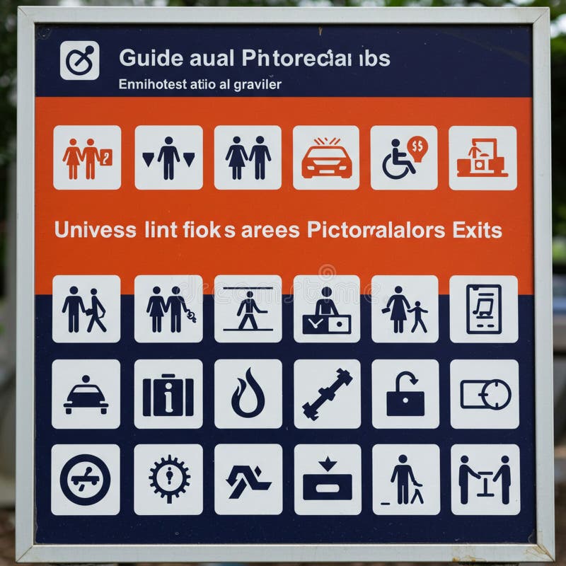 A Sign with Various Pictograms Representing Different Facilities and ...
