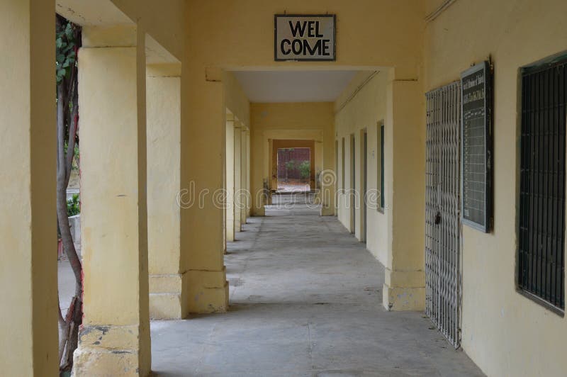 A Sign on the Wall Says Wel Come Stock Image - Image of hall, facade ...
