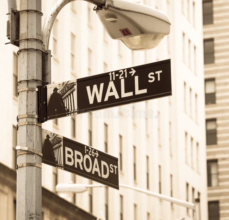 Sign on the Wall Street editorial stock photo. Image of business ...