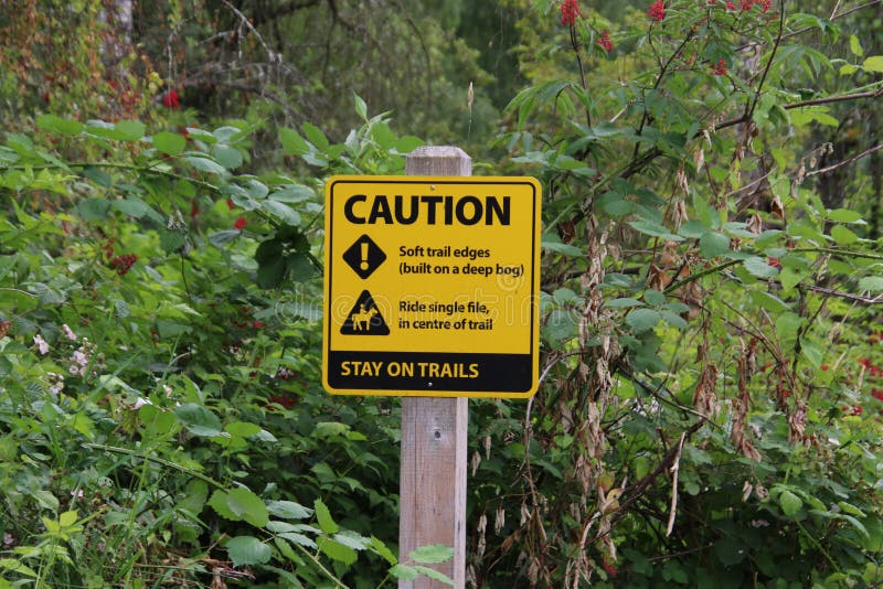 A Sign Warning about the Condition of the Trails Stock Image - Image of ...