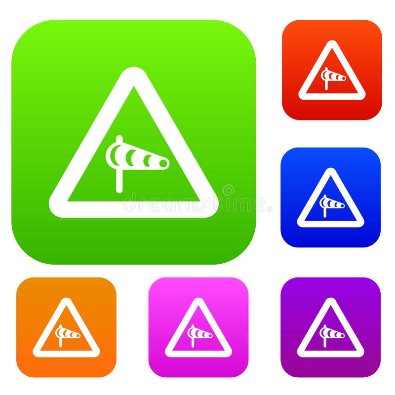 Warning Wind Sign Flat Icon Stock Vector - Illustration of background ...