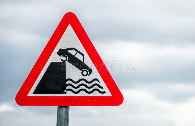 Road Sign - Car Falling Into Water Stock Image - Image of road, sign ...
