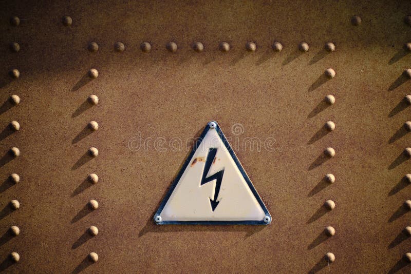 Sign with Warning High Voltage an Old Rusty Metal Surface Stock Image ...