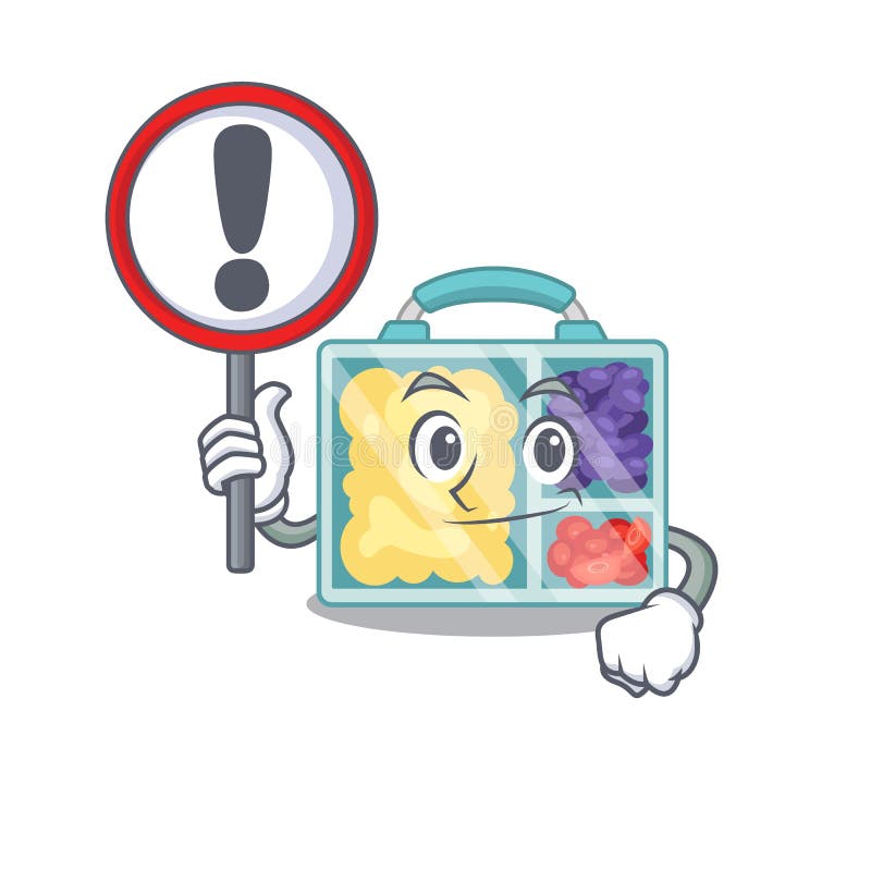 With Sign Warning Lunch Box Cartoon with the Character Stock Vector ...
