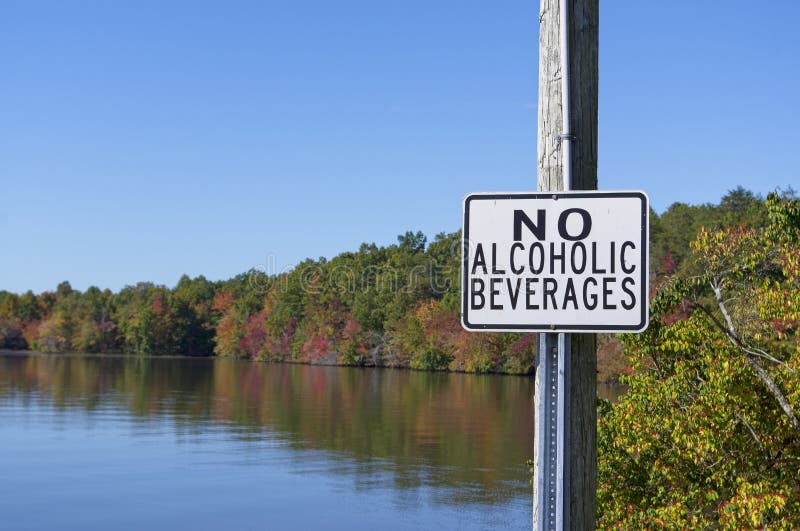 Sign Warning No Alcoholic Beverages Stock Image - Image of lake, notice ...