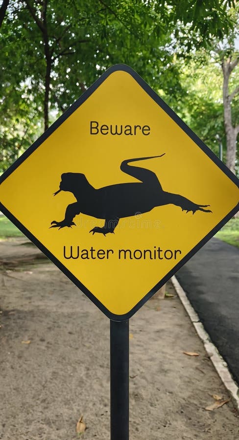 Sign Warning People about Water Monitors Stock Photo - Image of outdoor ...