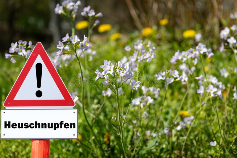 Sign with Warning Pollen Hay Fever Allergy Stock Image - Image of ...