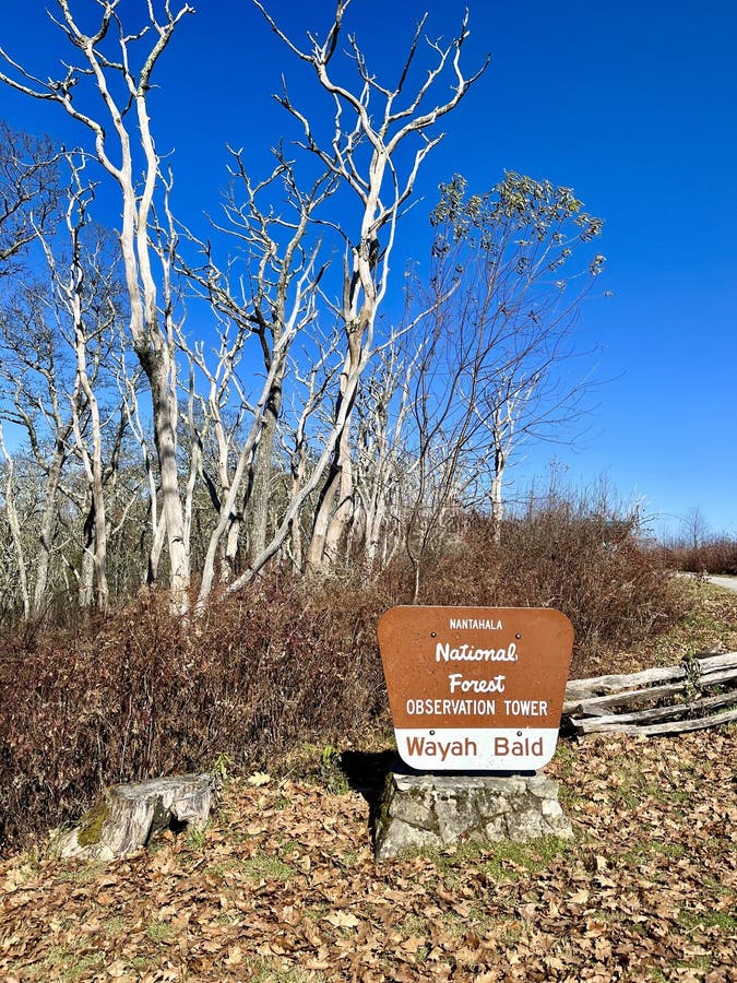 Sign for Wayah Bald Fire Tower Stock Photo - Image of wayah, fire ...