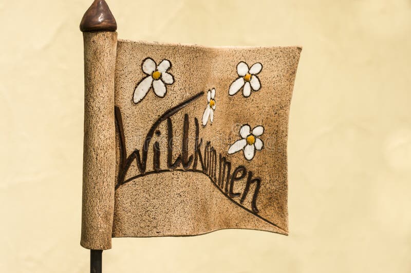 Sign `Welcome` in Flag Form Made of Clay with Flowers Stock Image ...
