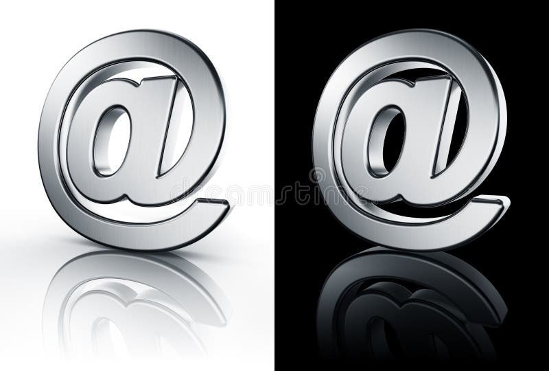 At Sign on White and Black Reflective Floor Stock Illustration ...