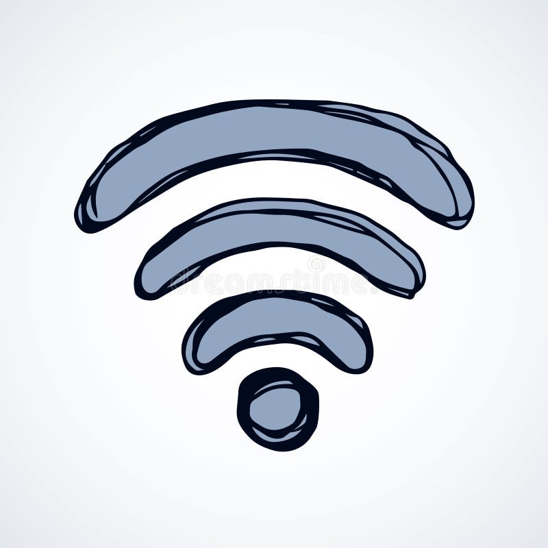 Sign of Wi-Fi. Vector Drawing Stock Vector - Illustration of doodle ...