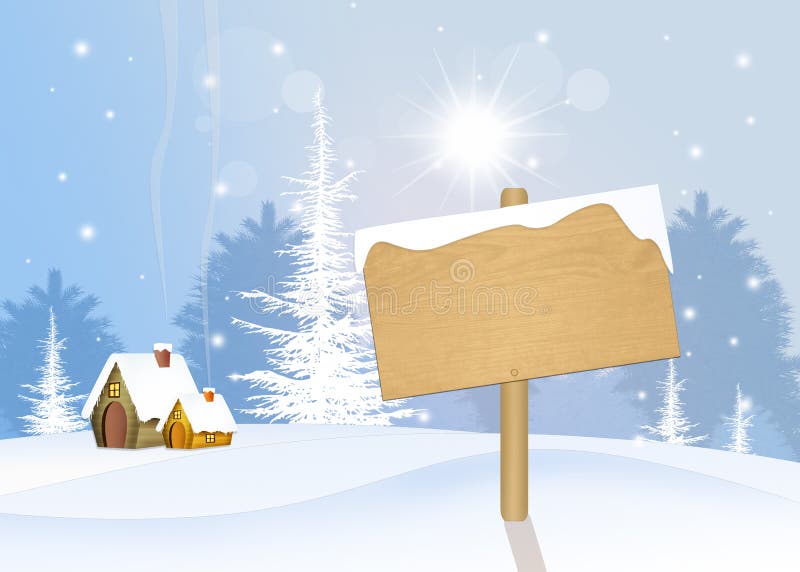 Sign in winter landscape stock illustration. Illustration of carefree ...