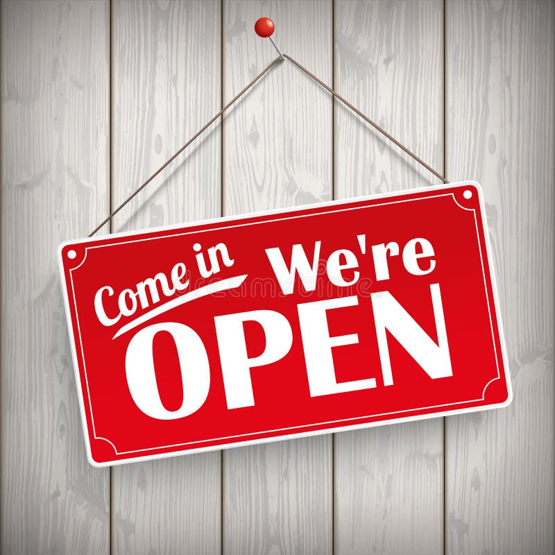Sign Wooden Background Open Stock Illustration - Illustration of vector ...