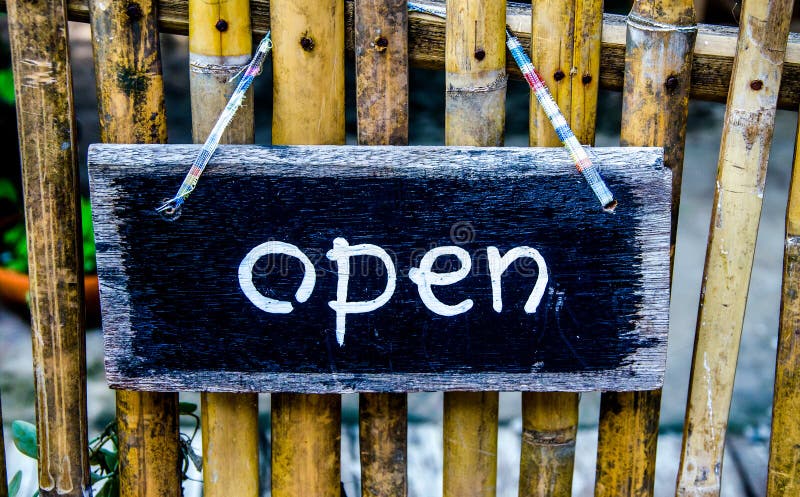 Sign wooden of open stock photo. Image of material, shadow - 29334730