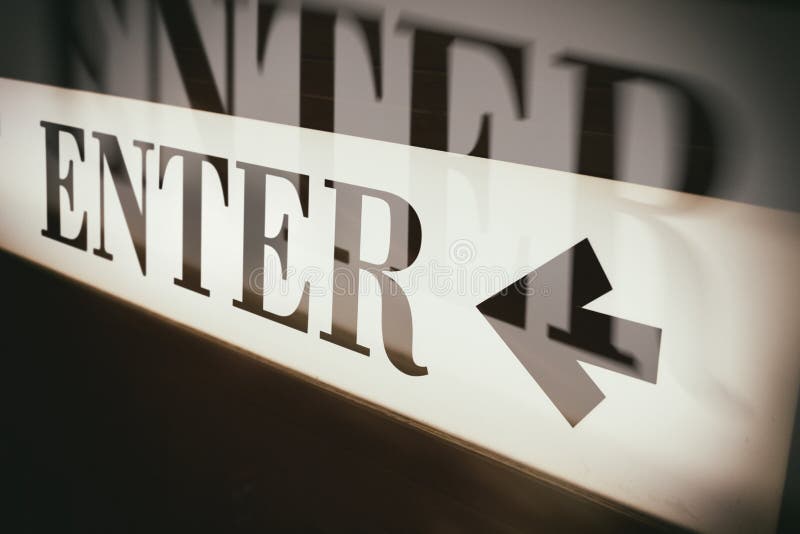 Sign of word enter stock photo. Image of arrow, board - 126682696