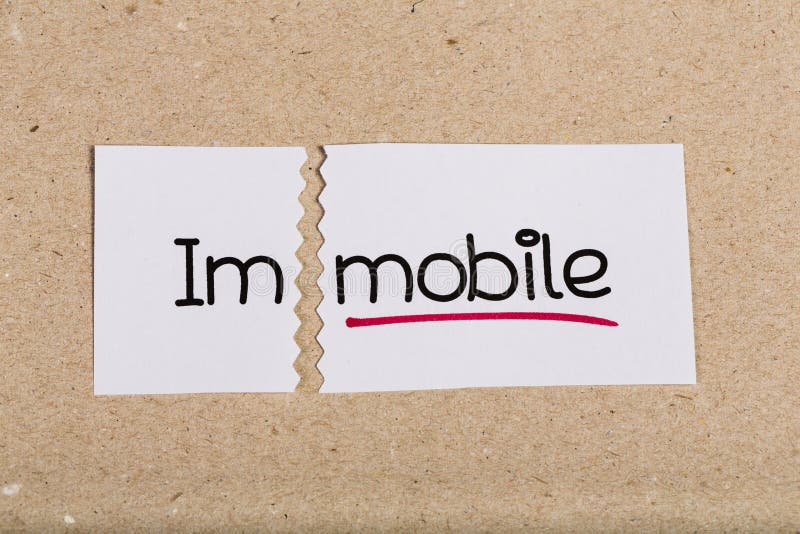 Sign with Word Immobile Turned into Mobile Stock Image - Image of parts ...