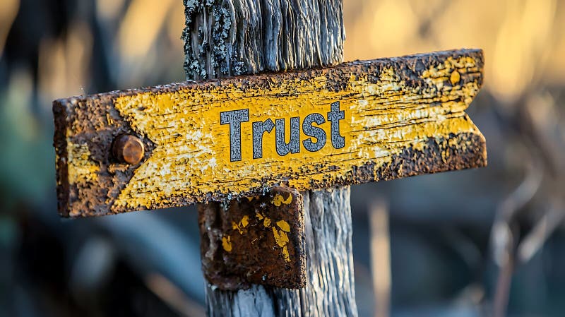 A Sign with the Word Trust Written on it is Hanging on a Tree Stock ...