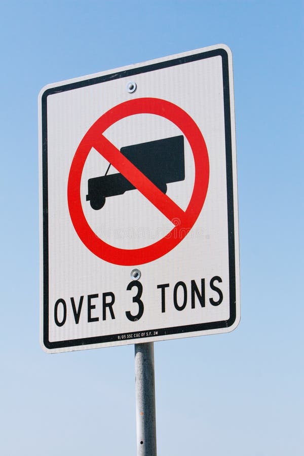 Sign with Words â€œNo Trucks Over 3 Tonsâ€ Stock Photo - Image of ...
