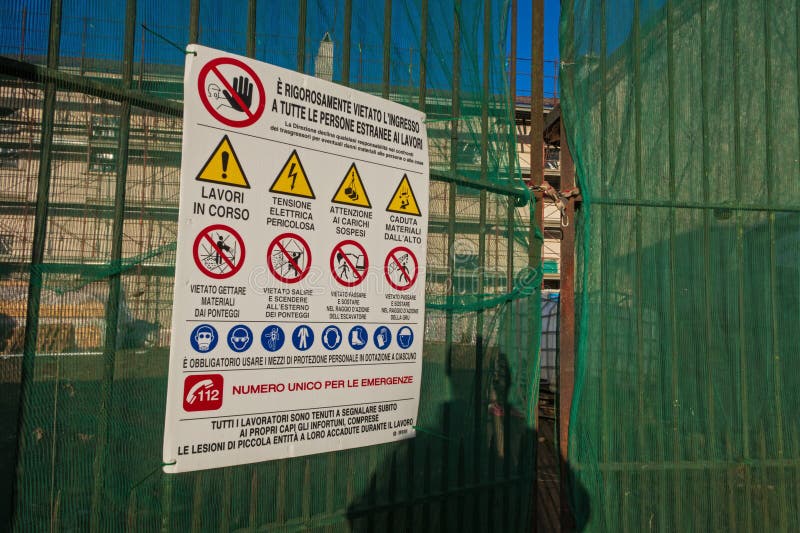 Sign Work in Progress Hanging Gate Entrance Stock Image - Image of ...