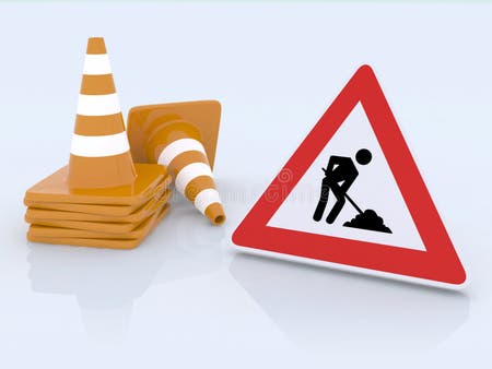 Sign Work in Progress and Traffic Cones Stock Illustration ...