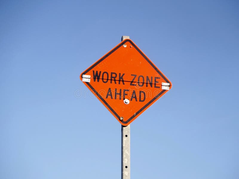 Sign work zone ahead stock image. Image of danger, safety - 73603827
