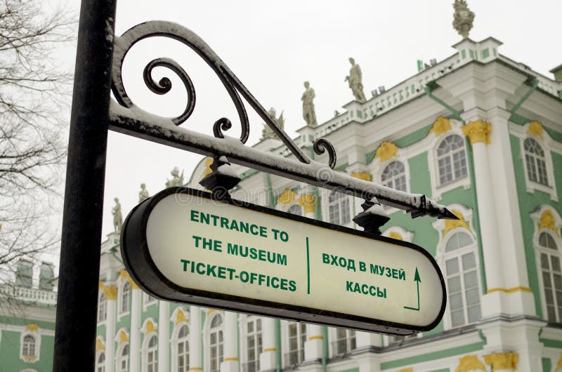 A Sign in the Yard of the Hermitage. Stock Photo - Image of direction ...