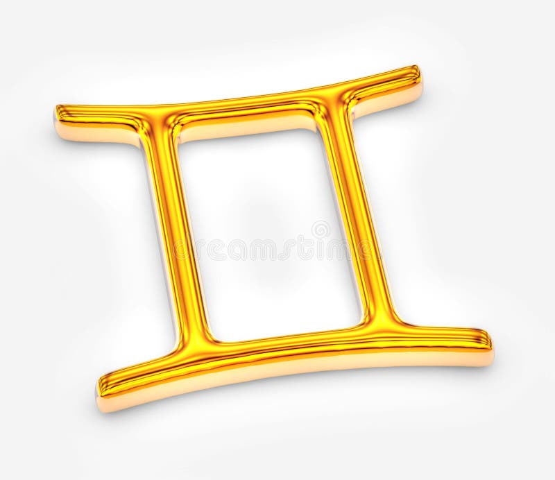Sign of the Zodiac in Gold on White Background - Gemini Stock ...