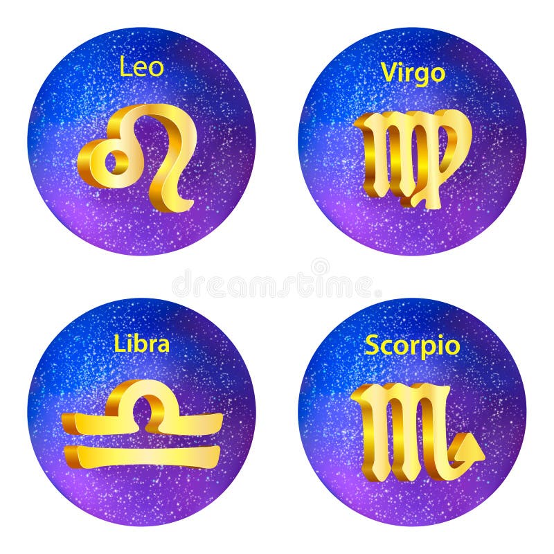 Sign of the Zodiac Leo, Virgo, Libra, Scorpio Stock Vector ...