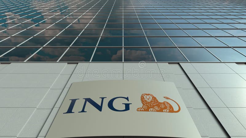 Signage Board with ING Group Logo. Modern Office Building Facade ...
